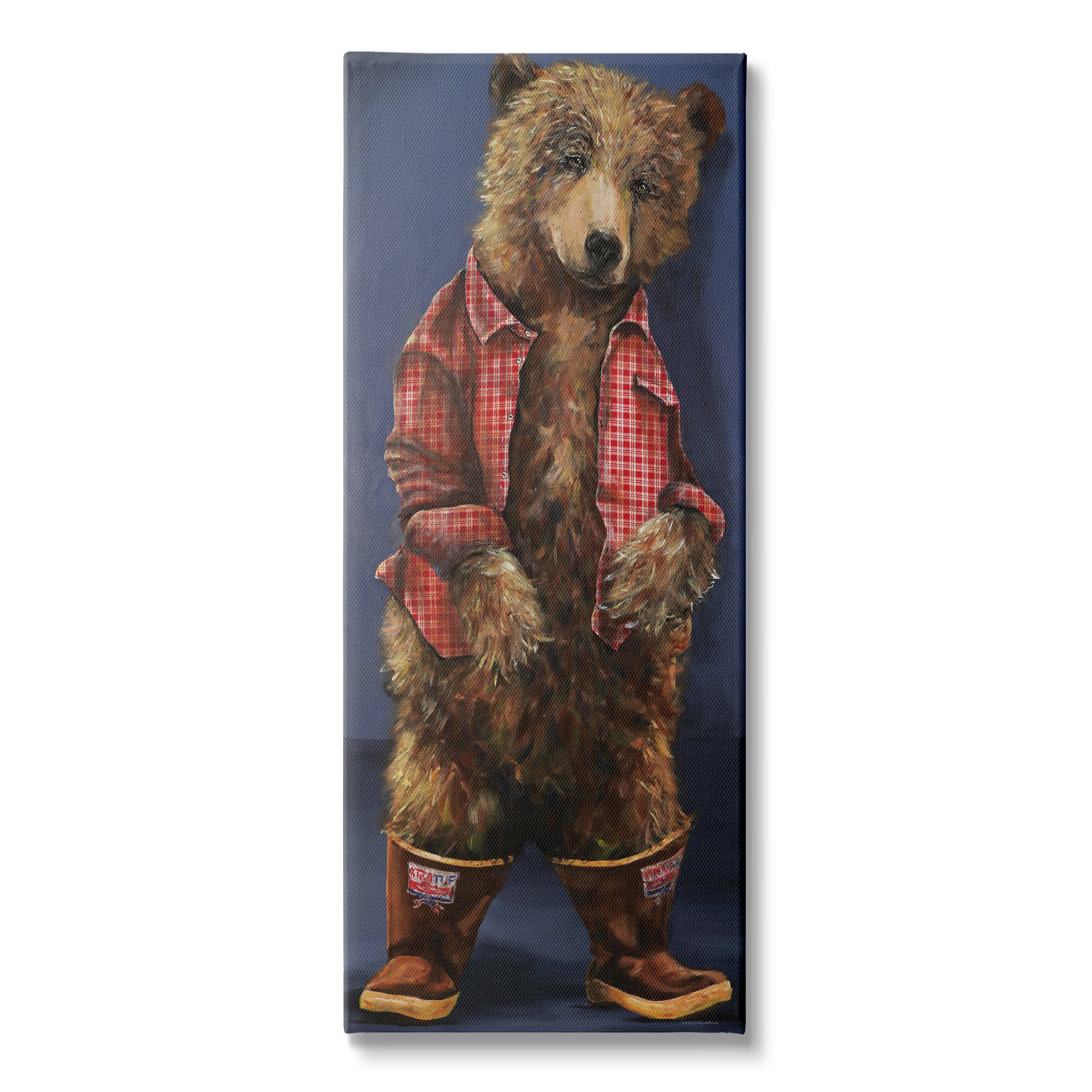 Stupell Industries Forest Brown Bear Rainboots Flannel Shirt Rustic ...