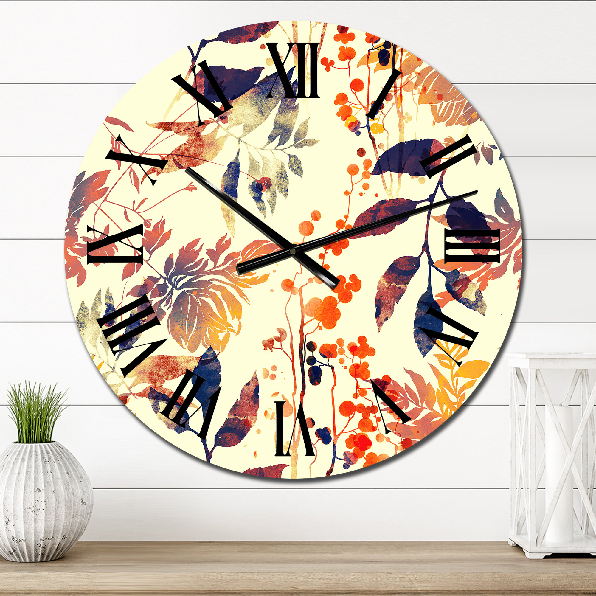 East Urban Home Abstract Flowers and Leaves in Vintage Yellow ...