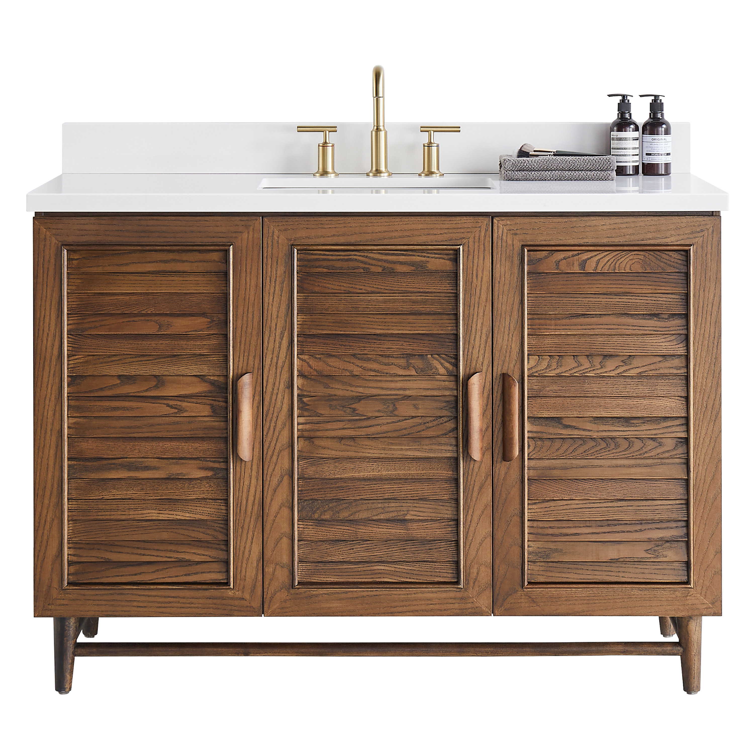 George Oliver Serenity Woodgrain 48" Single Bathroom Vanity with Pure ...
