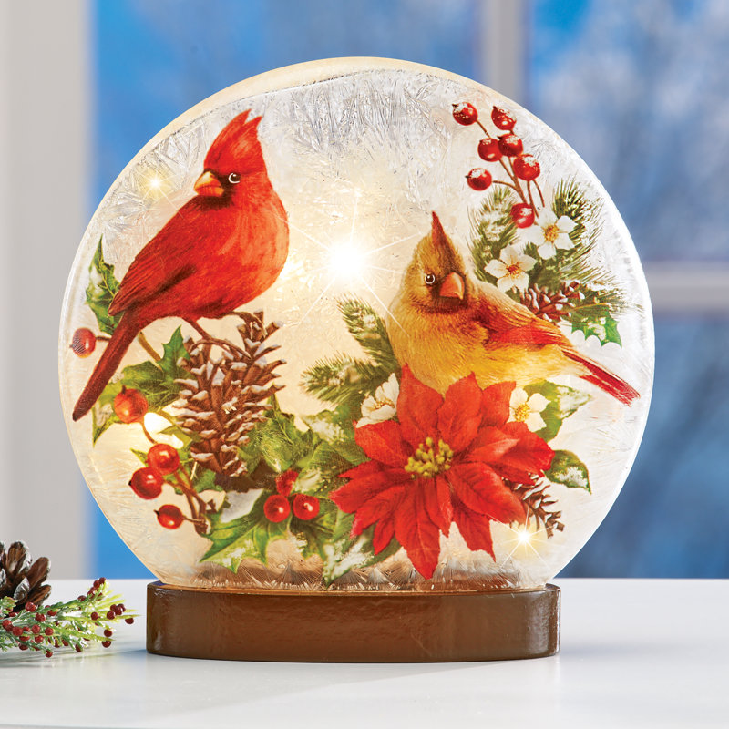 The Holiday Aisle® Seasonal Two Sided Design Cardinal Glass Light | Wayfair