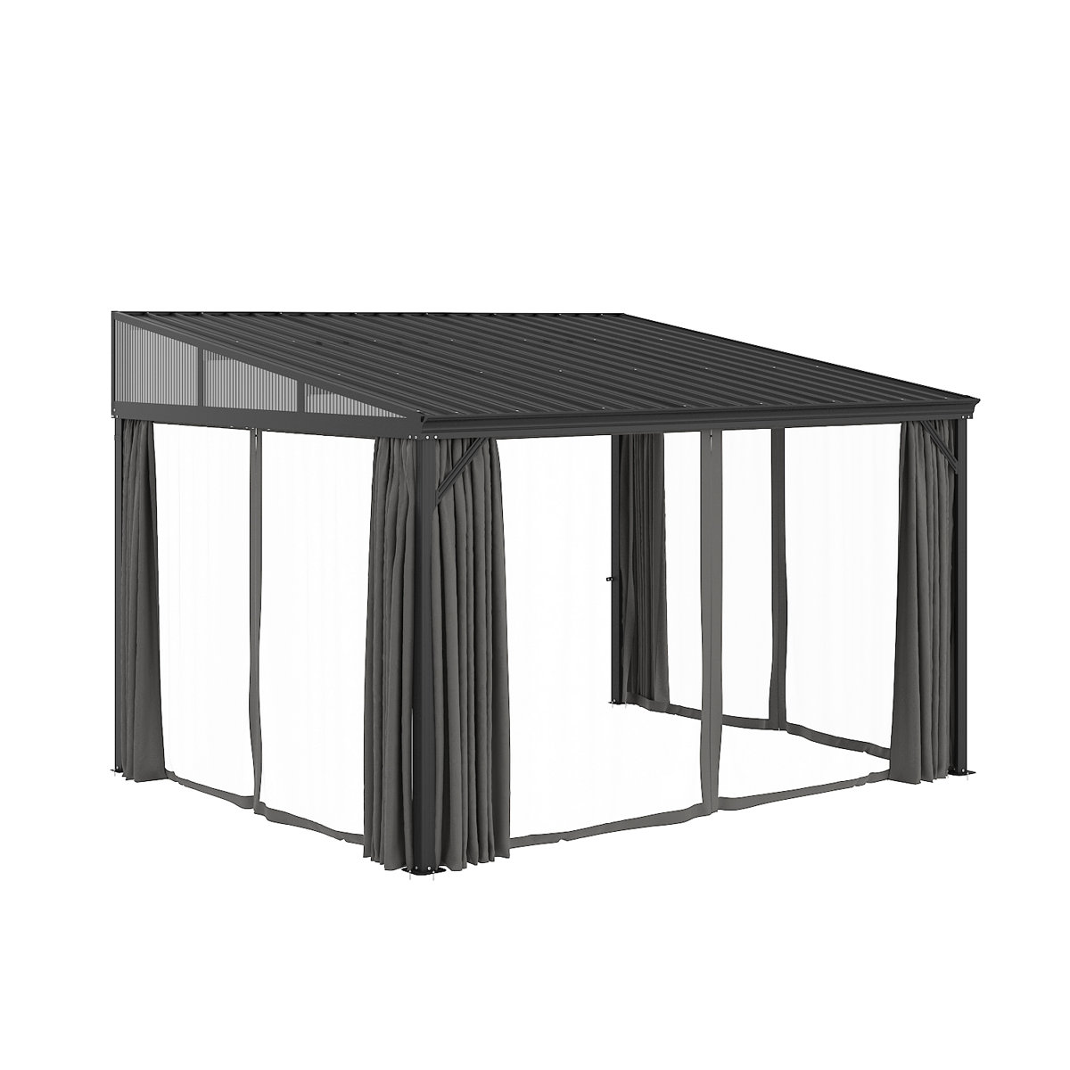 BKB365 Patio Gazebo Lean To Wall Mounted Pergola With Sloping ...