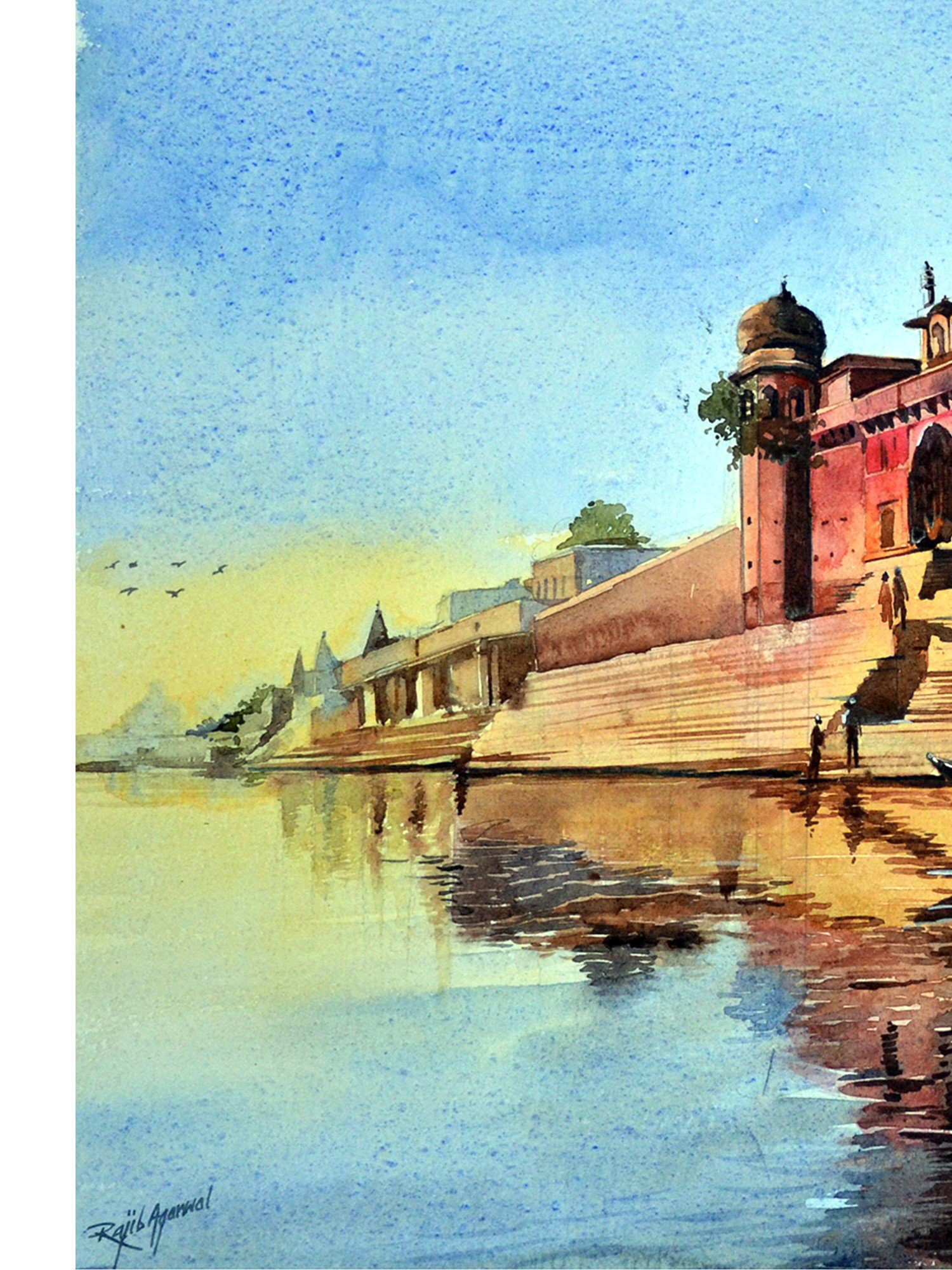 Red Barrel Studio Chet Singh Ghat | Watercolor Painting By Rajib ...