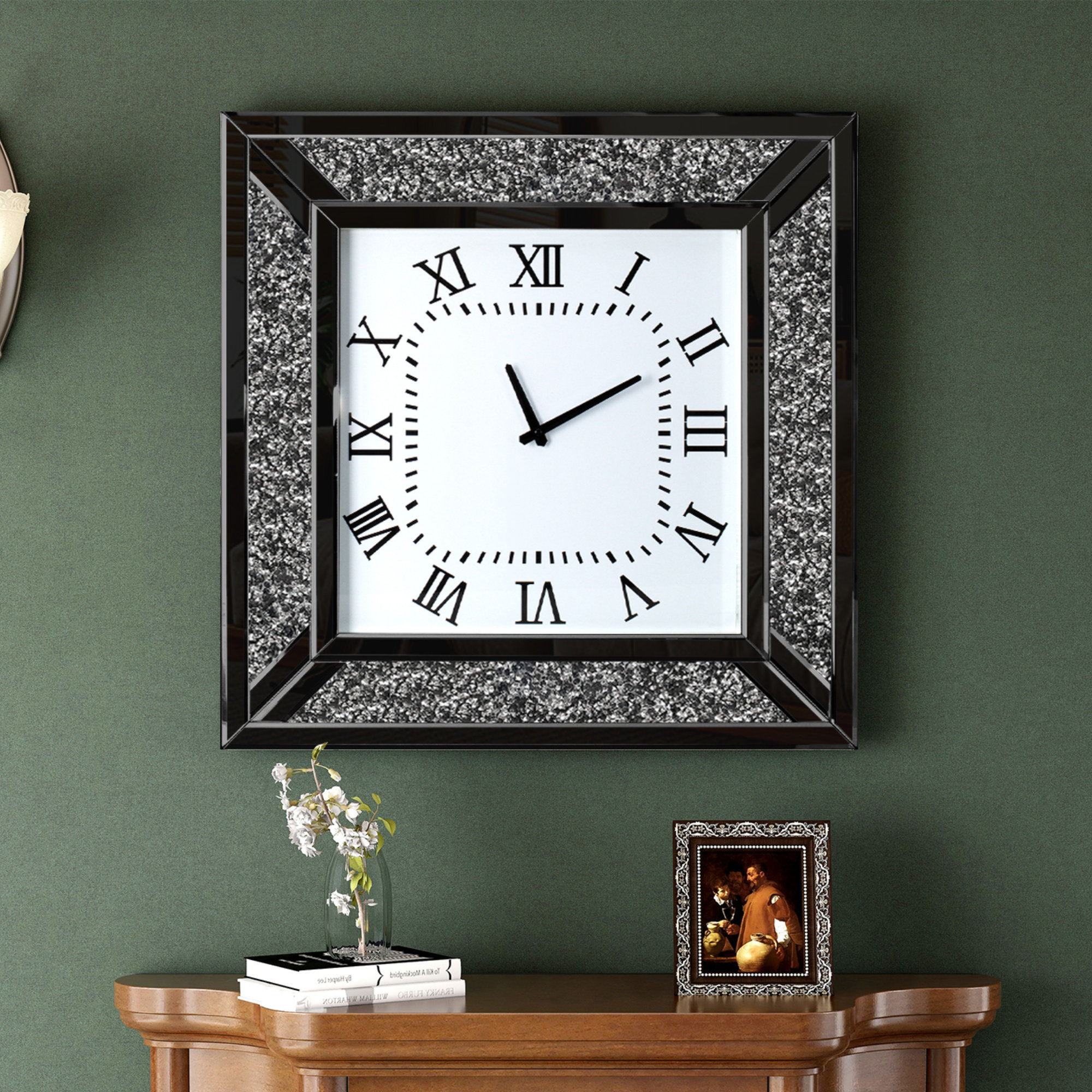 Canora Grey Azer Black square glass wall clock | Wayfair.co.uk