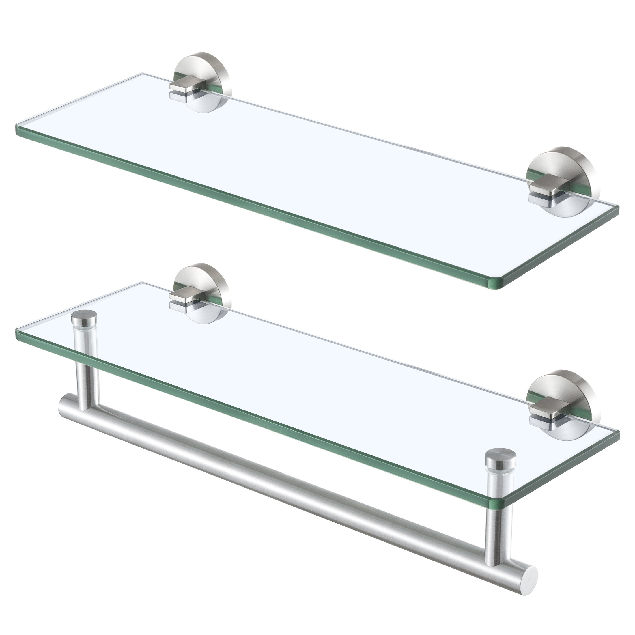 Wrought Studio™ 16-Inch Tempered Glass Bathroom Shelves Wall Mount SUS ...