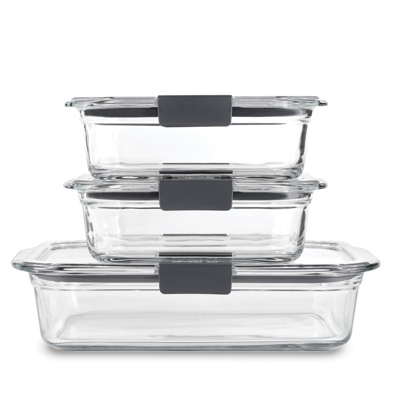 Rubbermaid Brilliance Glass Food Storage Containers, Set of 3 Food ...