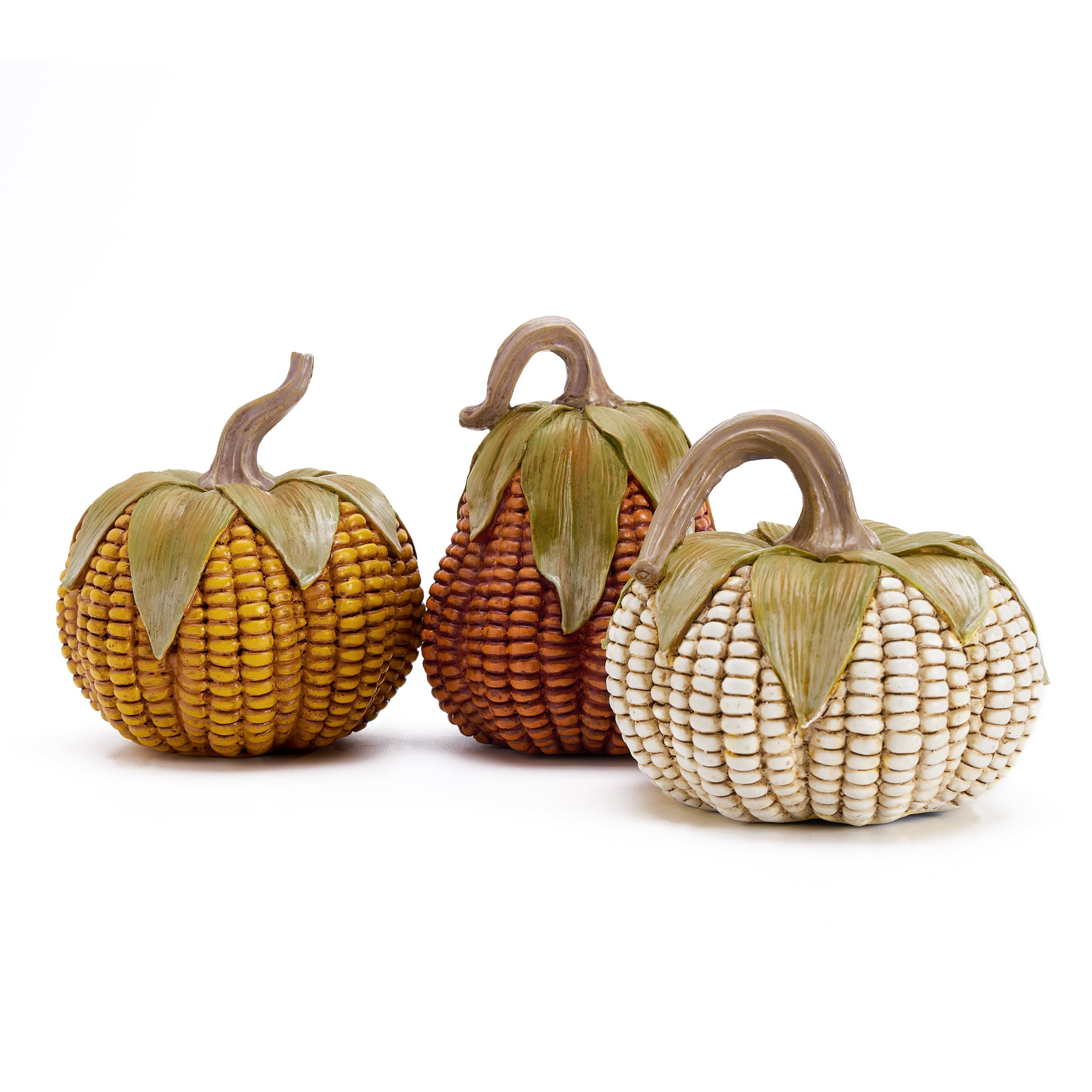 The Holiday Aisle® Set of 3 Decorative Corn Pumpkins Resin Figurines ...
