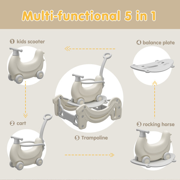 Zoomie Kids Aldonija Multifunctional Rocking Horse Balance Bike Ride ...