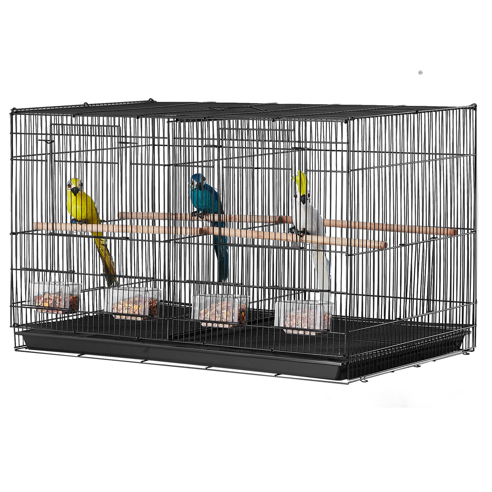 17 Stories Bird Flight Cage with Divider 18 in Small Metal Parakeet ...