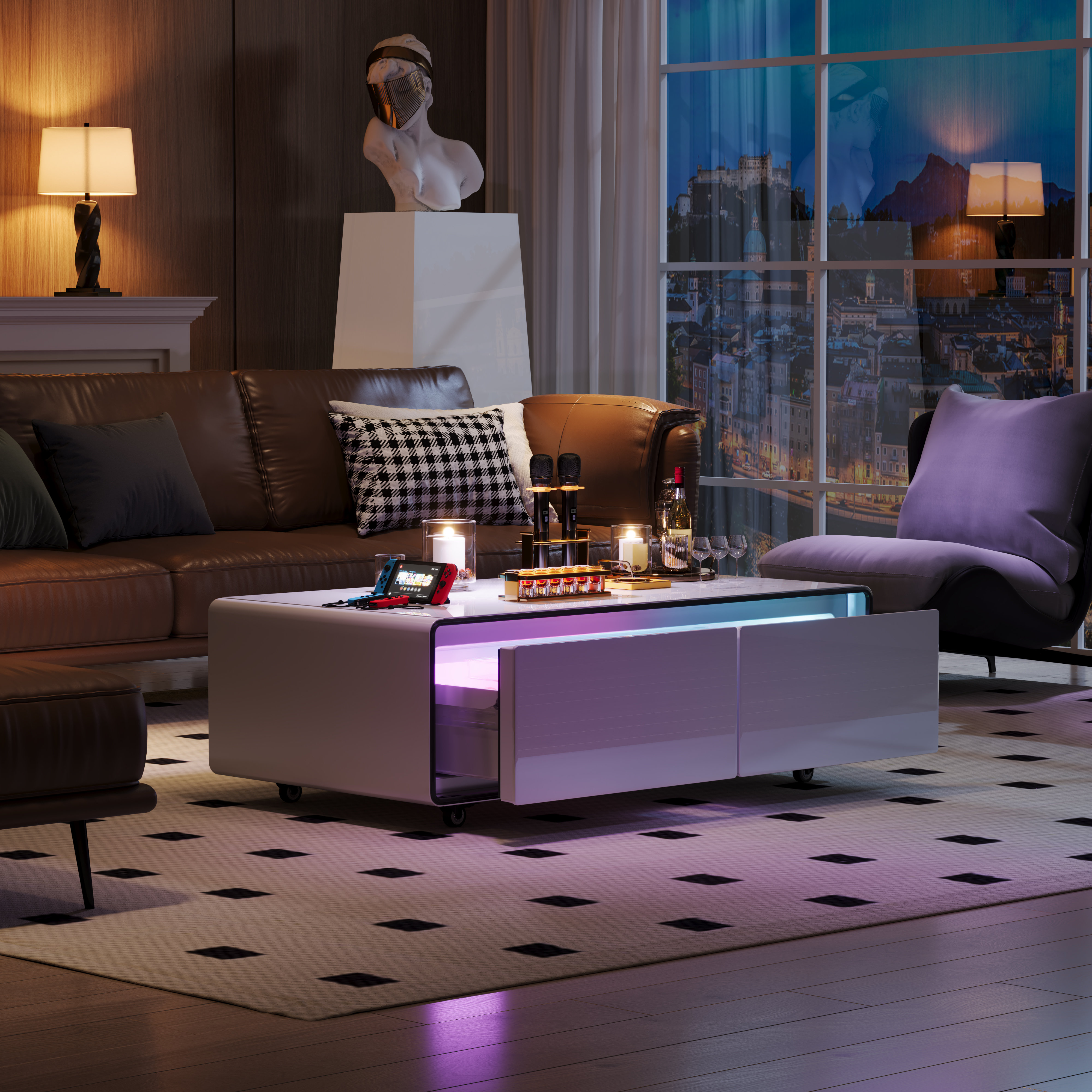 Westco Furniture Smart Coffee Table With 135L Fridge, Bluetooth ...