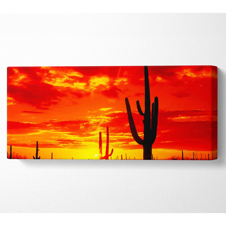 Gracie Oaks Red Desert Cactus - Wrapped Canvas Panoramic Art Prints ...
