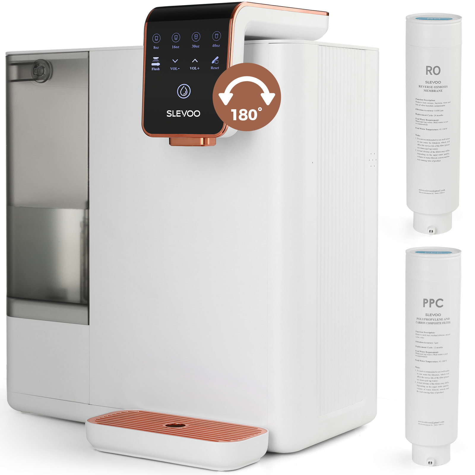 Slevoo Comptoir à filtre à eau par osmose inversée Slevoo Ro-100r, 100 gallons par jour, système ...