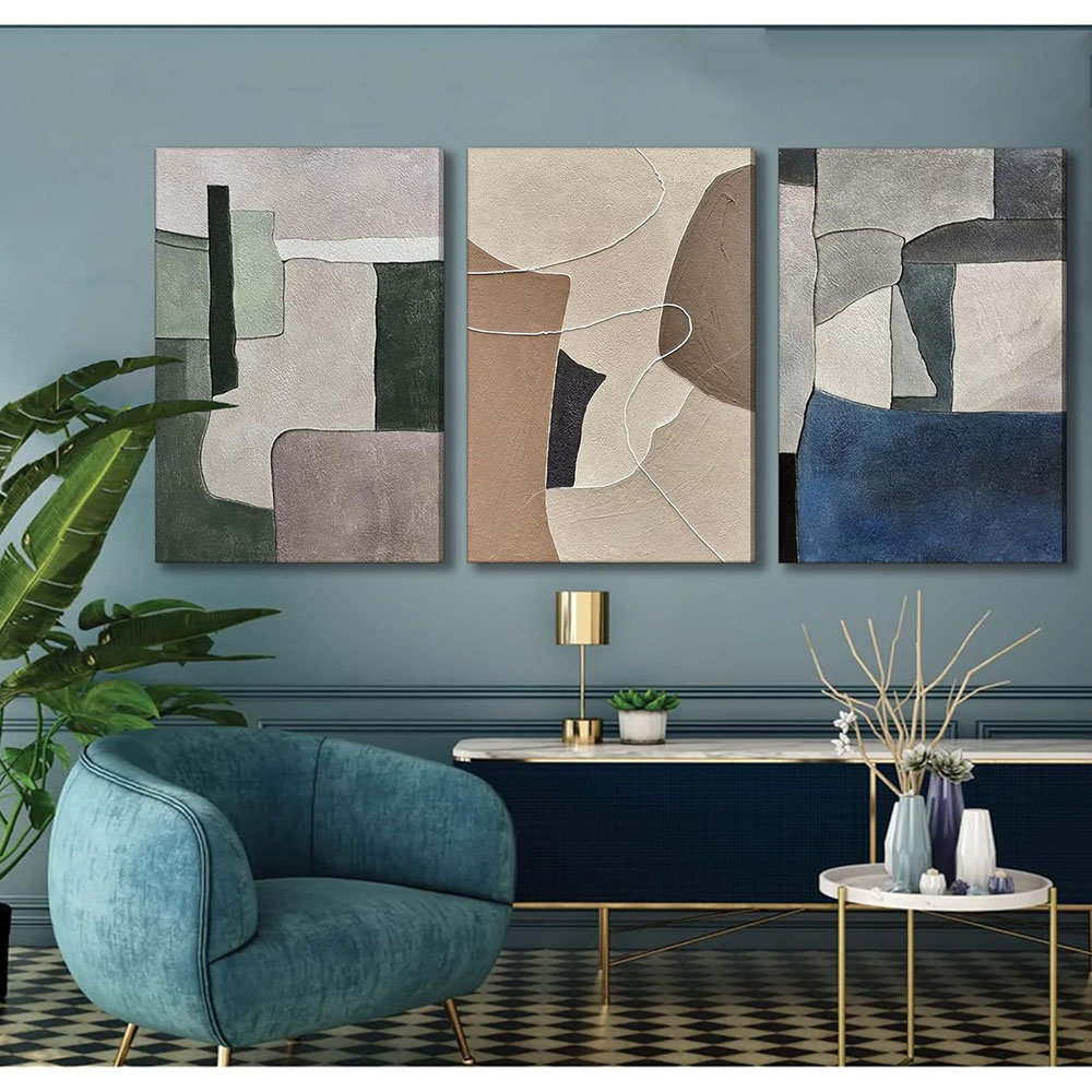 Dakota Fields 3Pcs Abstract Texture Canvas Wall Art Modern Boho Neutral ...