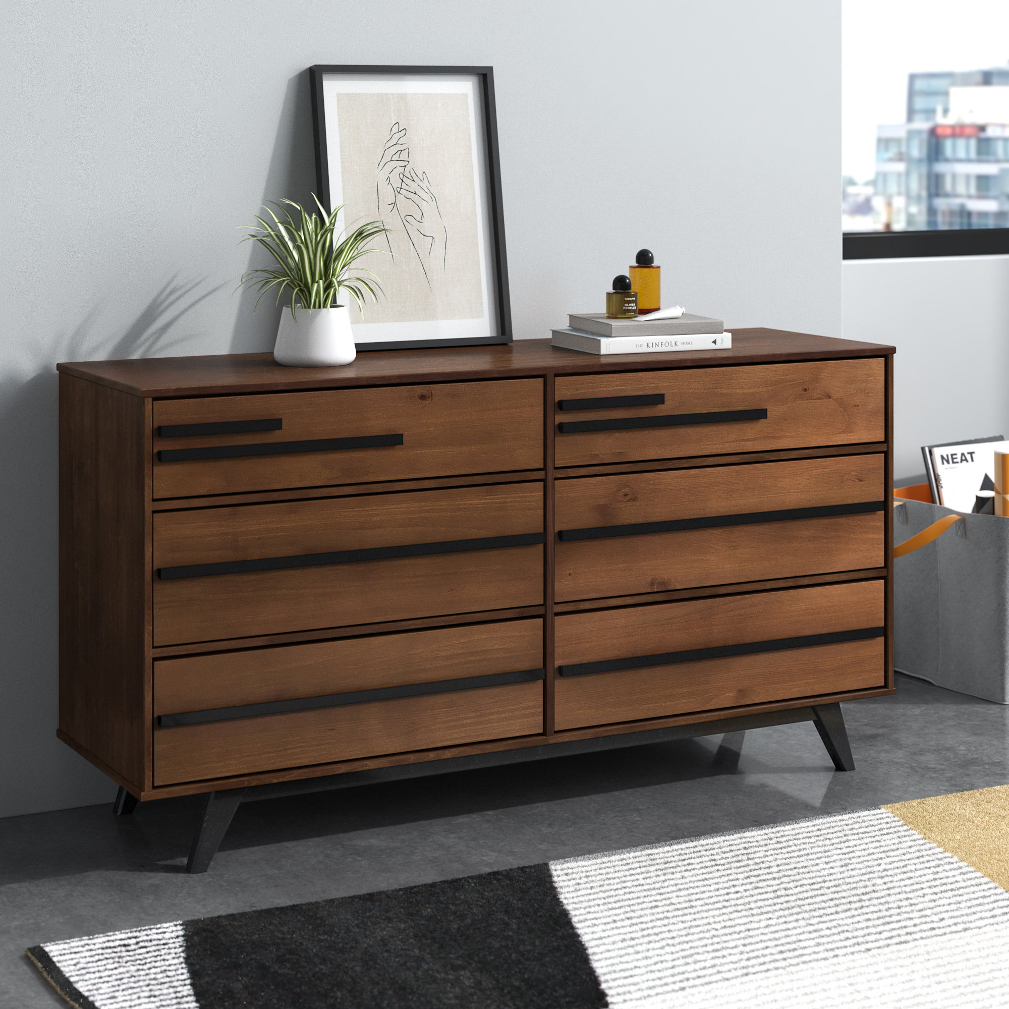 Wade Logan® Amiliya Modern Solid Wood Detailed 6-Drawer Dresser ...
