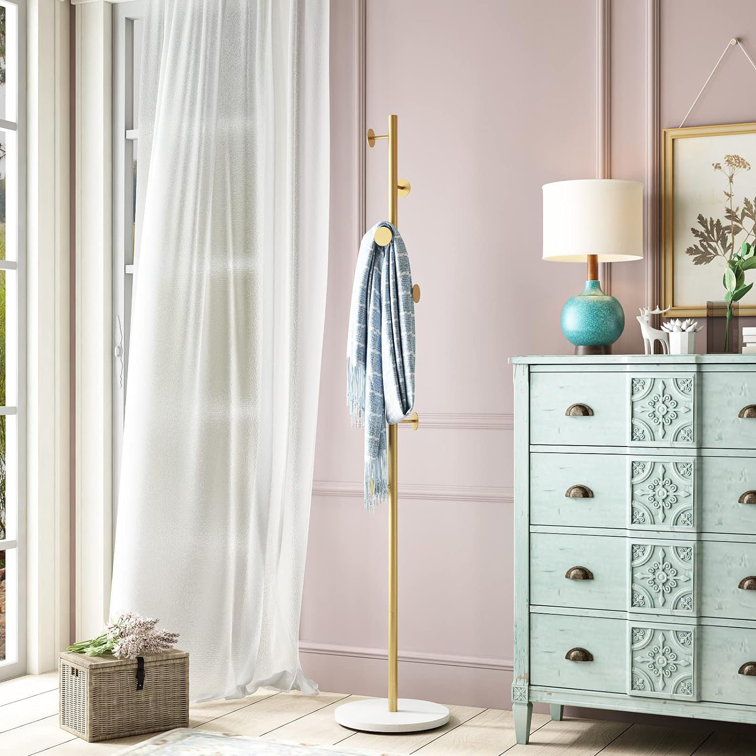 Everly Quinn Gold Coat Racks, Metal Coat Rack Freestanding With Hooks ...