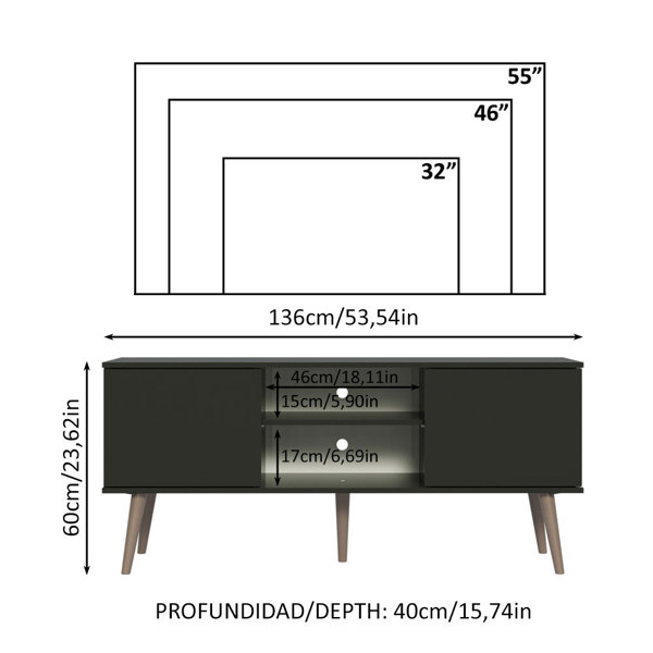 Corrigan Studio® Konyn TV Stand Console with 2 Doors and 2 Shelves with ...