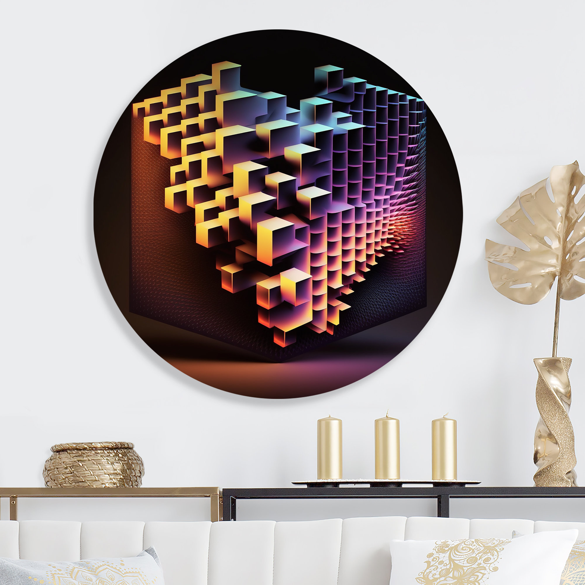 Ivy Bronx Multidimensional Luminogram II - Abstract Geometric Round ...
