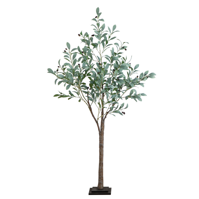 Primrue 5ft. Lighted Artificial Fruiting Olive Tree with 200 Warm White ...