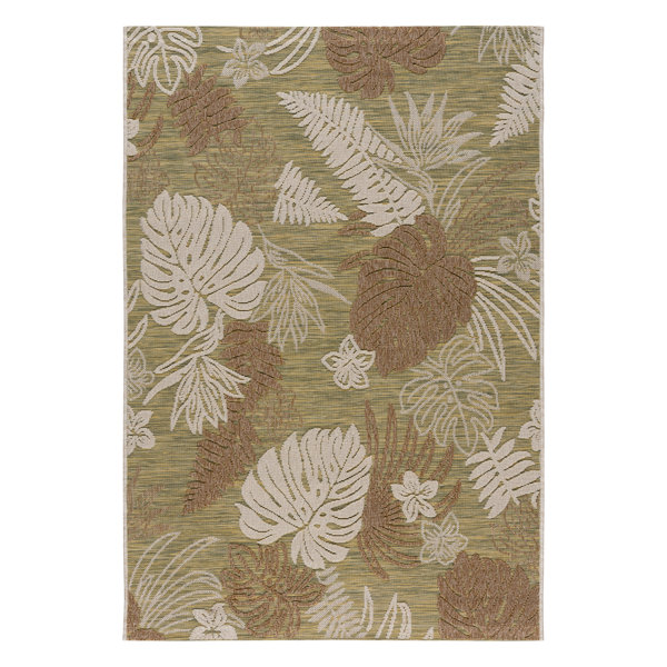 Sehrazat Floral Hand Woven Flatweave Green Area Rug | Wayfair.co.uk