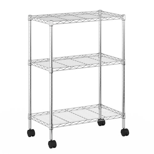 WFX Utility™ 3-Tier Metal Storage Shelf Rack Cart with Casters, 23"Wx ...