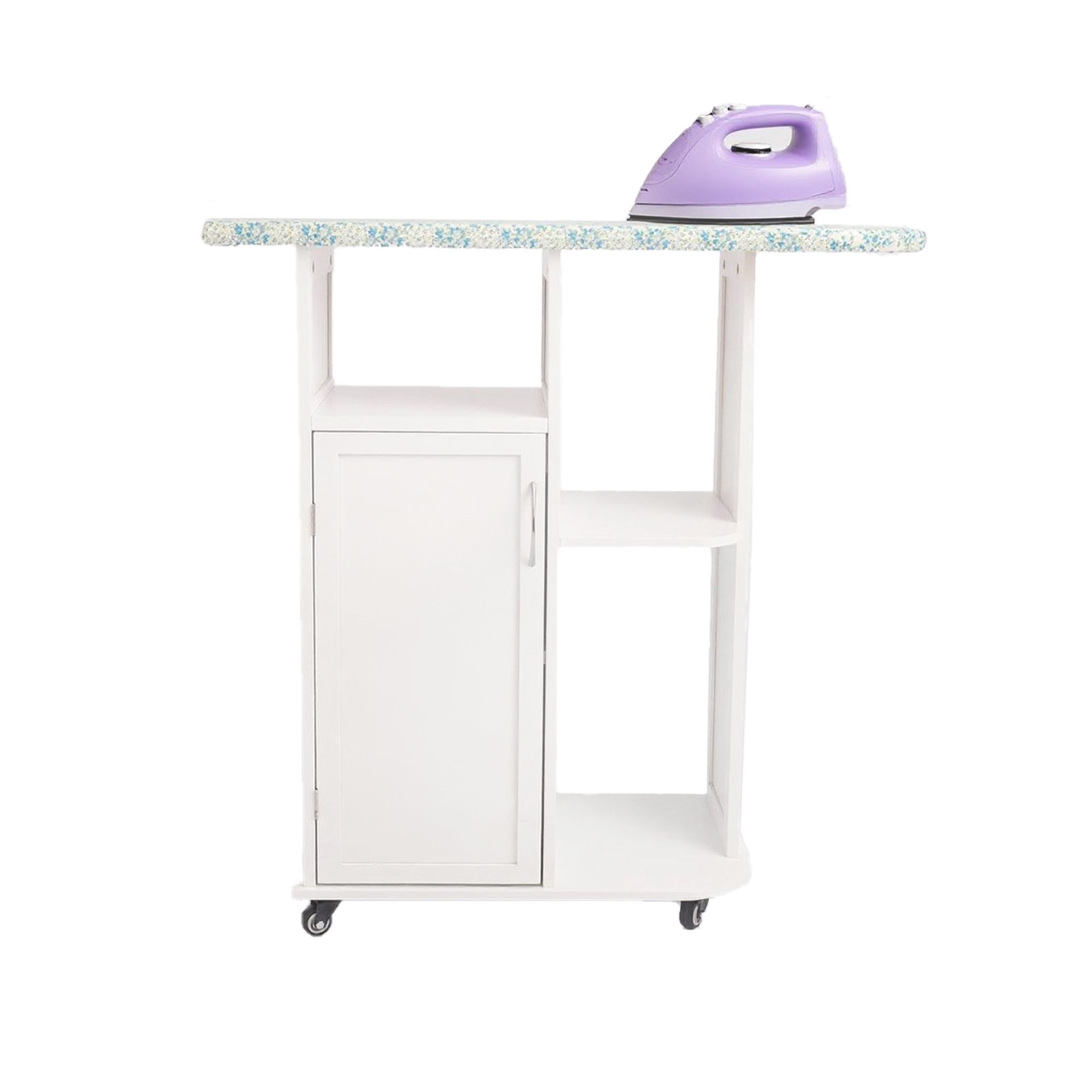 Ebern Designs Rolling Ironing Board with Storage Cabinet, Wooden ...