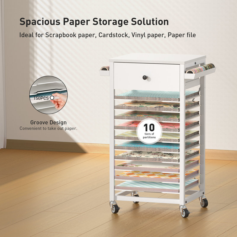 Rebrilliant Marshana Rolling Craft Table 12 x 12 Paper Storage Cart for ...