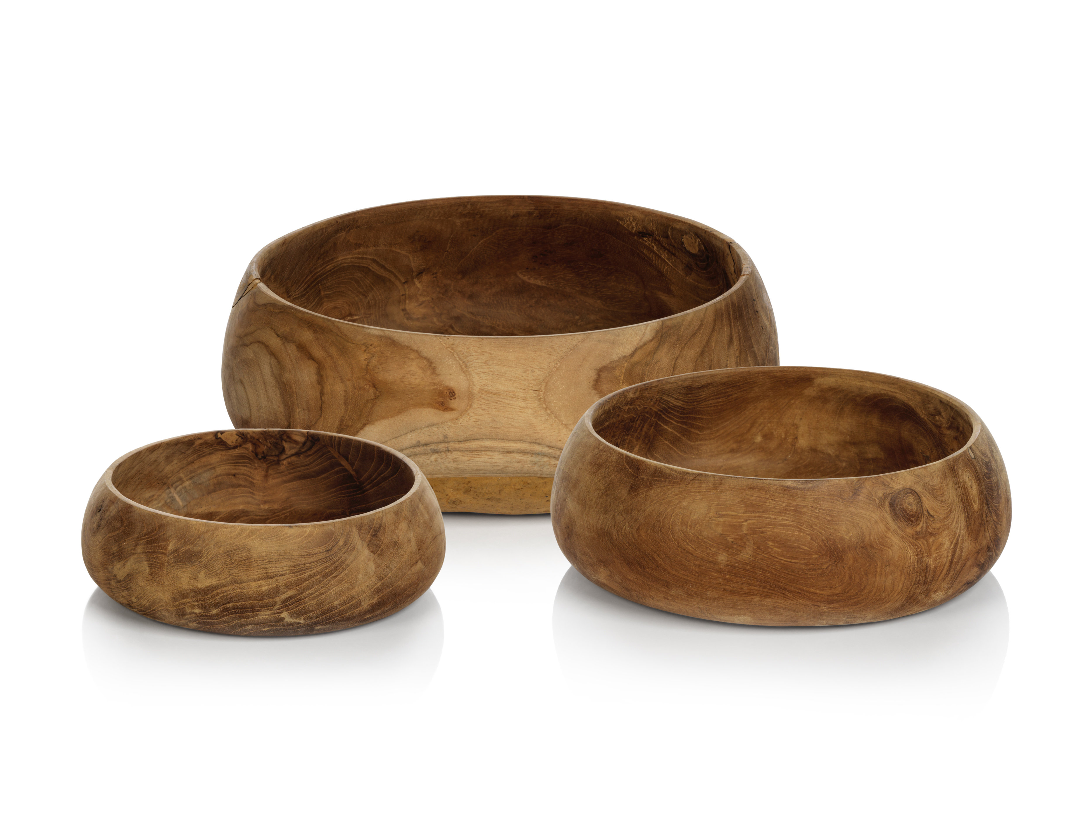 Loon Peak Maximo 3 Piece Wood Rustic Decorative Bowl Set in Natural ...