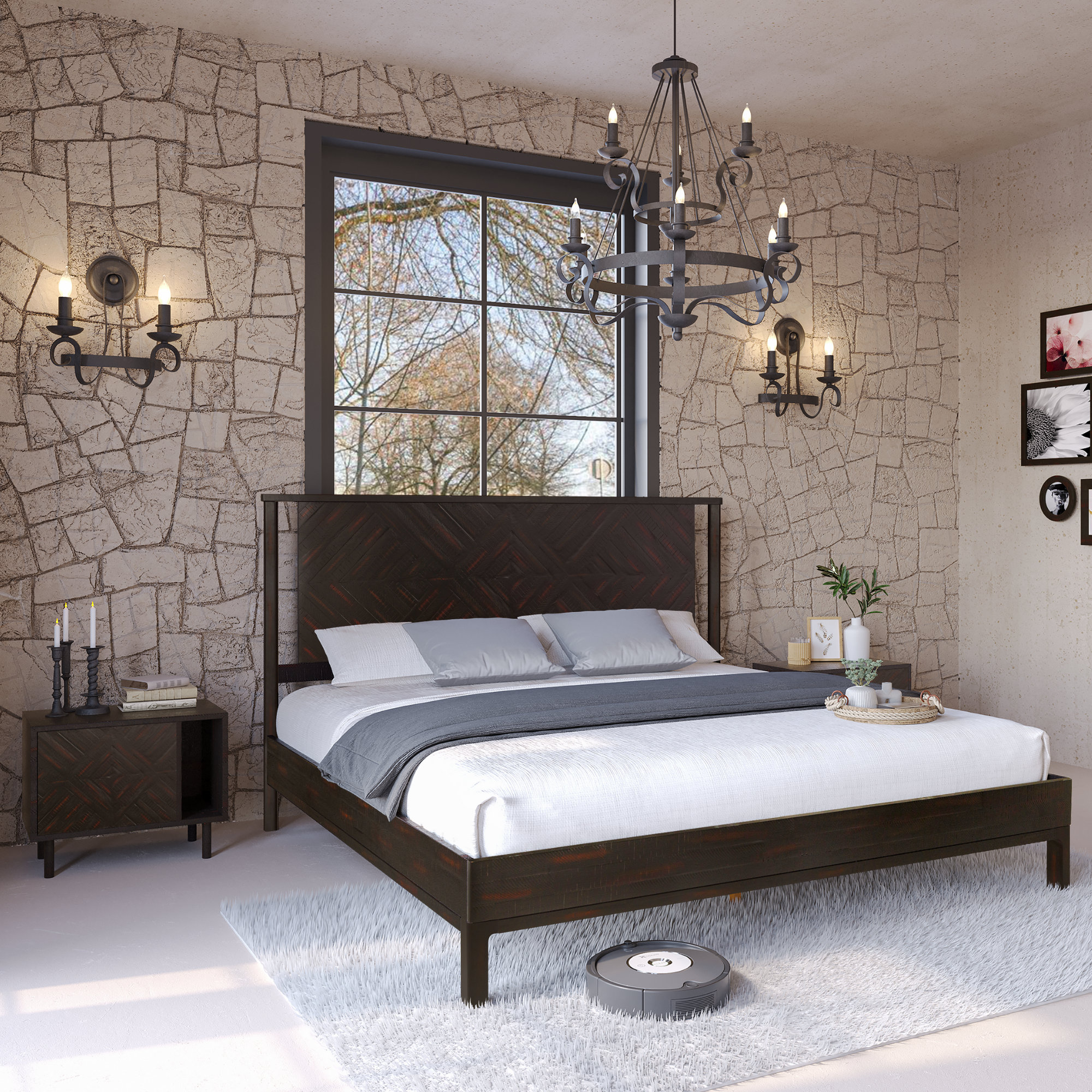 Foundry Select Ethan Solid Wood Platform Bed with Headboard, Rustic Bed ...