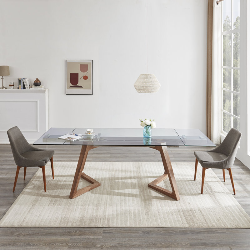Orren Ellis Extendable Glass Top Dining Table & Reviews | Wayfair