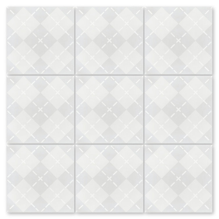 Villa Lagoon Tile Argyle Fog 8" x 8" Cement Patterned Wall & Floor Tile ...
