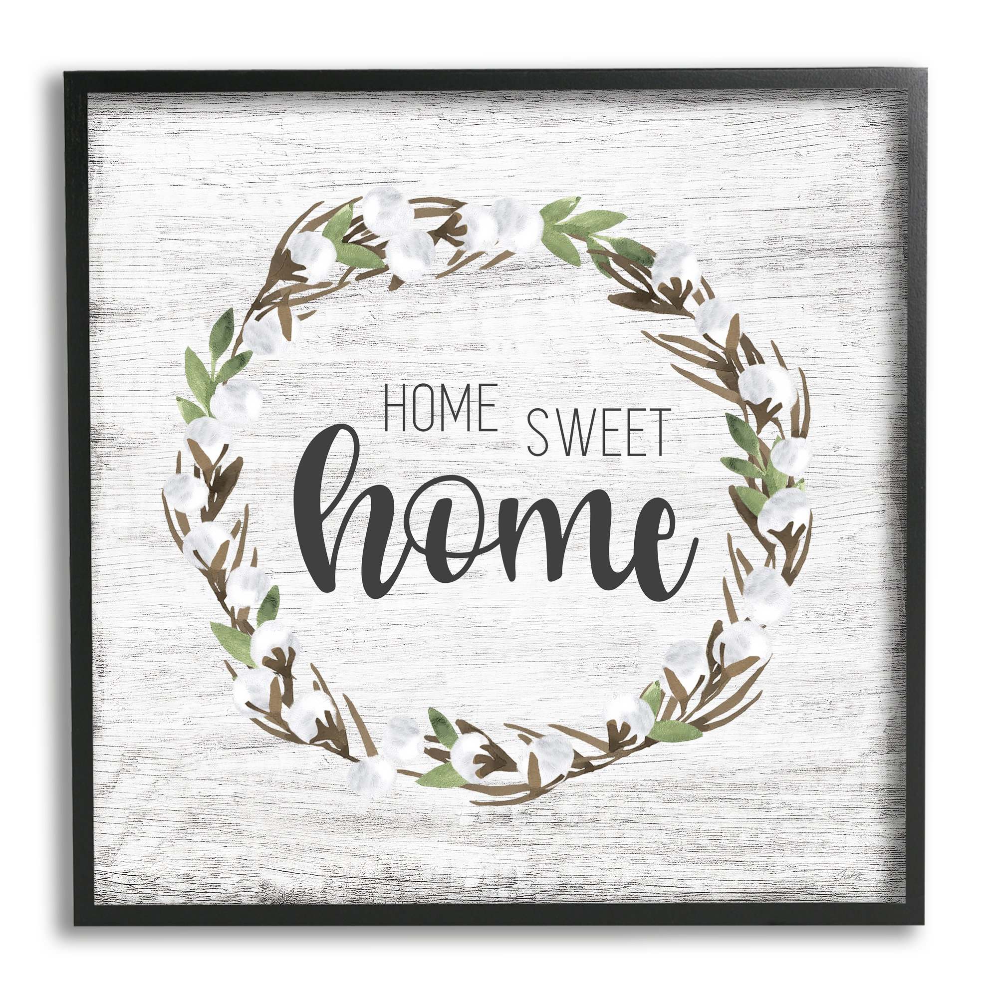 Stupell Industries Rustic Wreath Sweet Home Calligraphy Country Sign by ...
