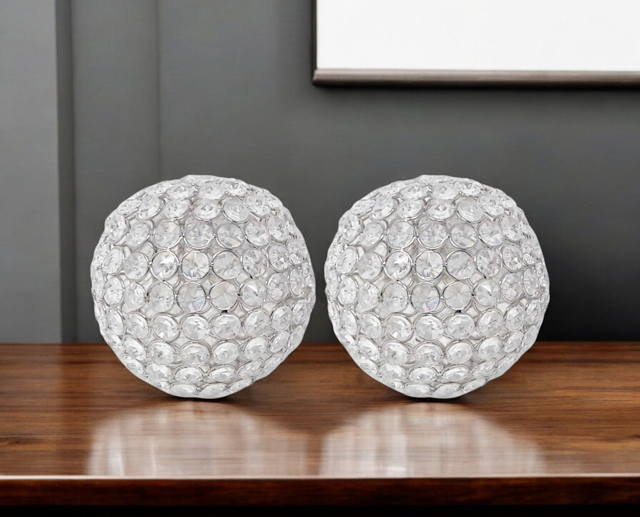 Rosdorf Park Seda 6" Silver Faux Crystal and Silver Decorative Orb ...