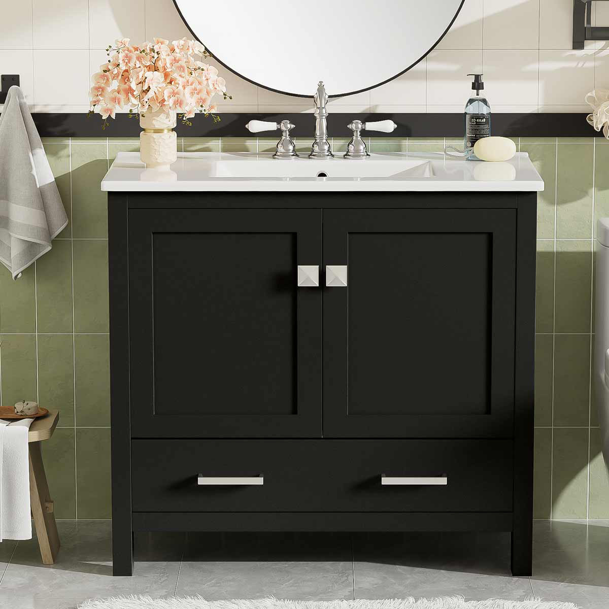 Winston Porter Modern 36" Bathroom Vanity With Ceramic Sink Bathroom ...