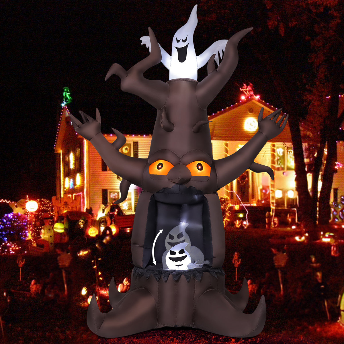 The Holiday Aisle® Halloween Inflatable 8 FT Scary Halloween Ghost Tree ...