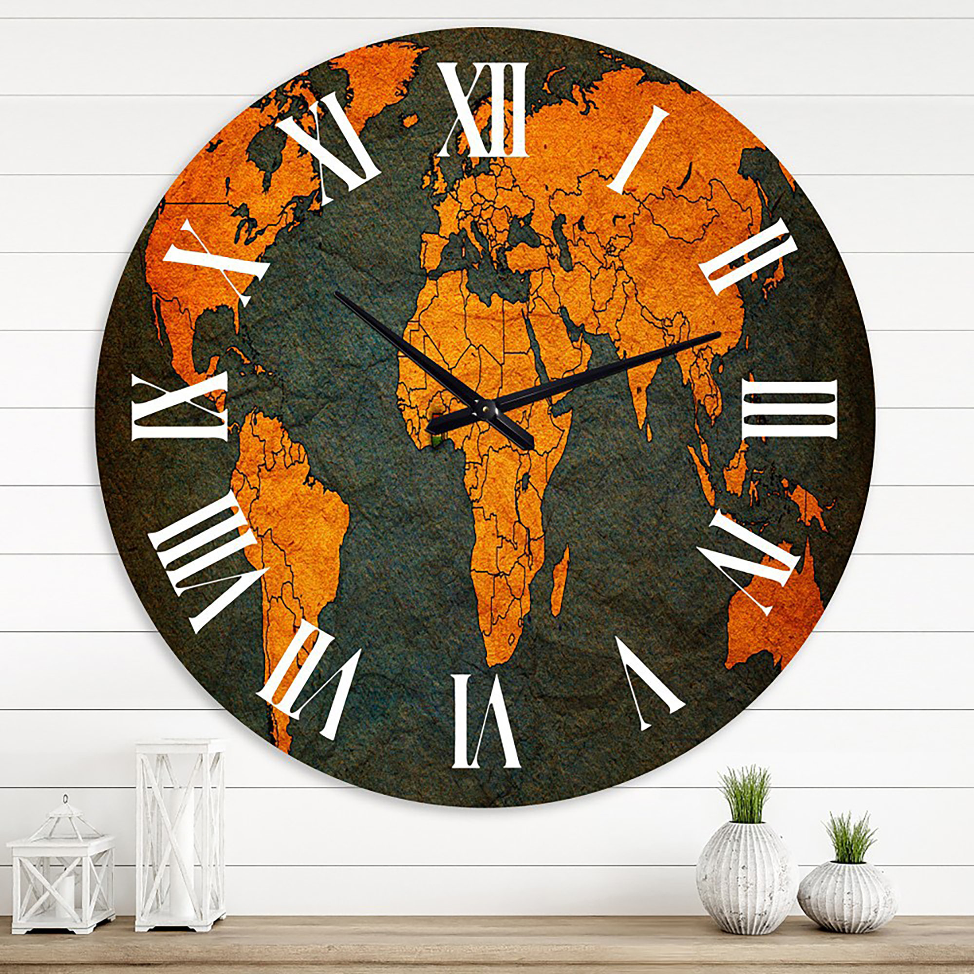 East Urban Home Ancient Map of The World Africa - Vintage wall clock ...