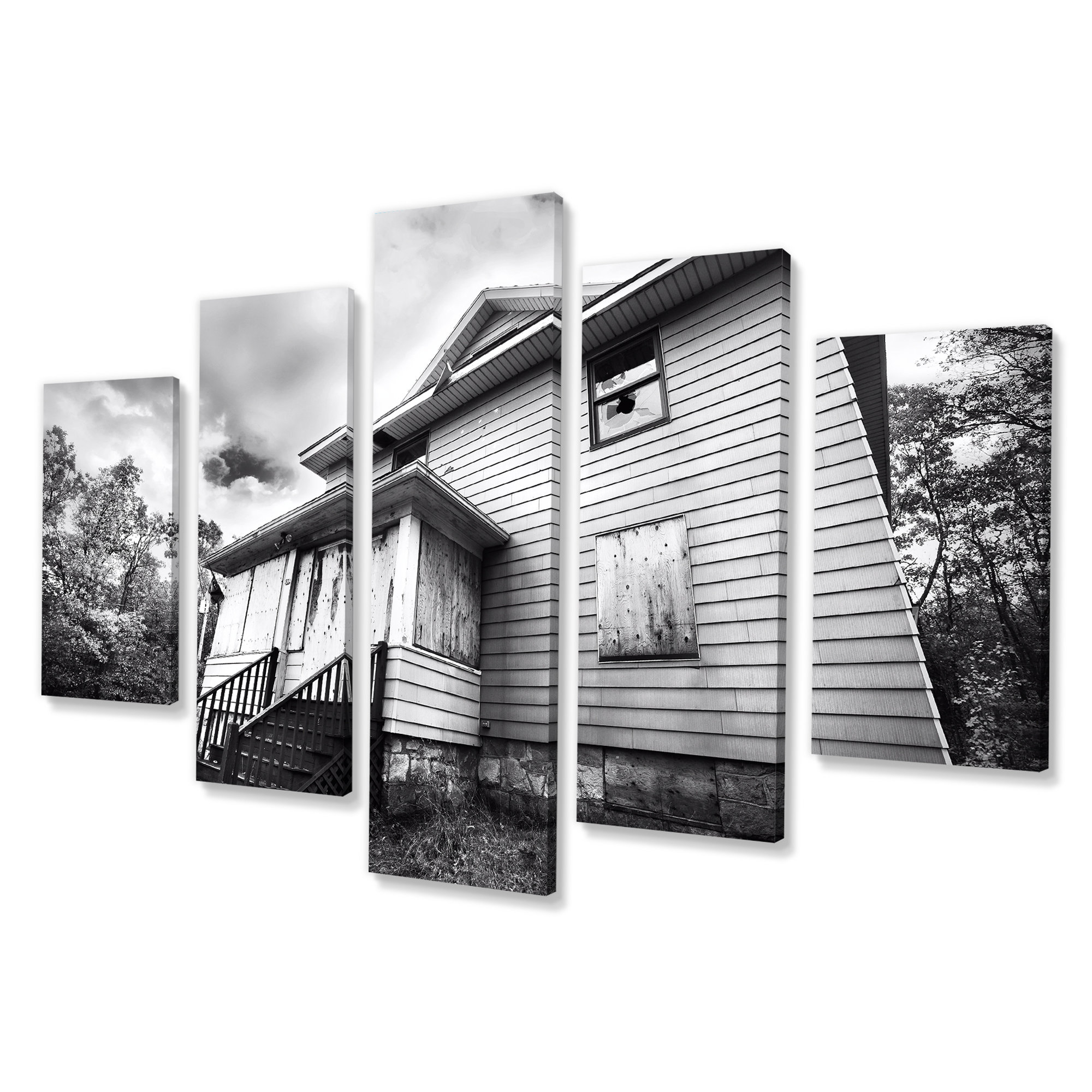 DesignArt " Broken Down Abandoned House " 5 - Pieces - Wayfair Canada