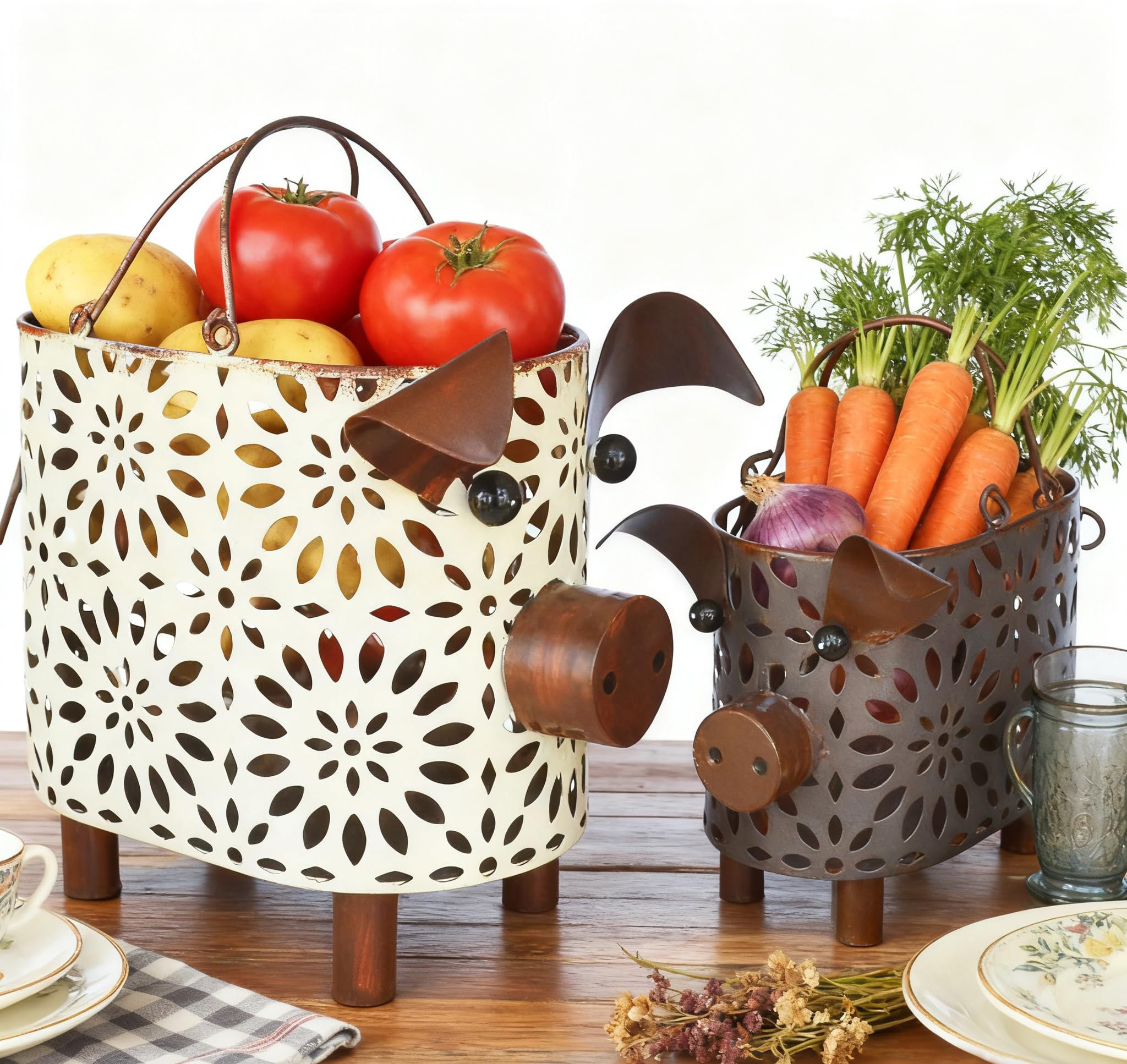 August Grove Metal Decorative Small Baskets,Narrow Baskets With Handles ...