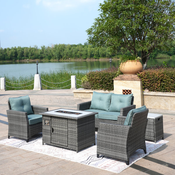 DirectWicker Ensemble de patio complet 5 pièces avec coussins - Wayfair ...