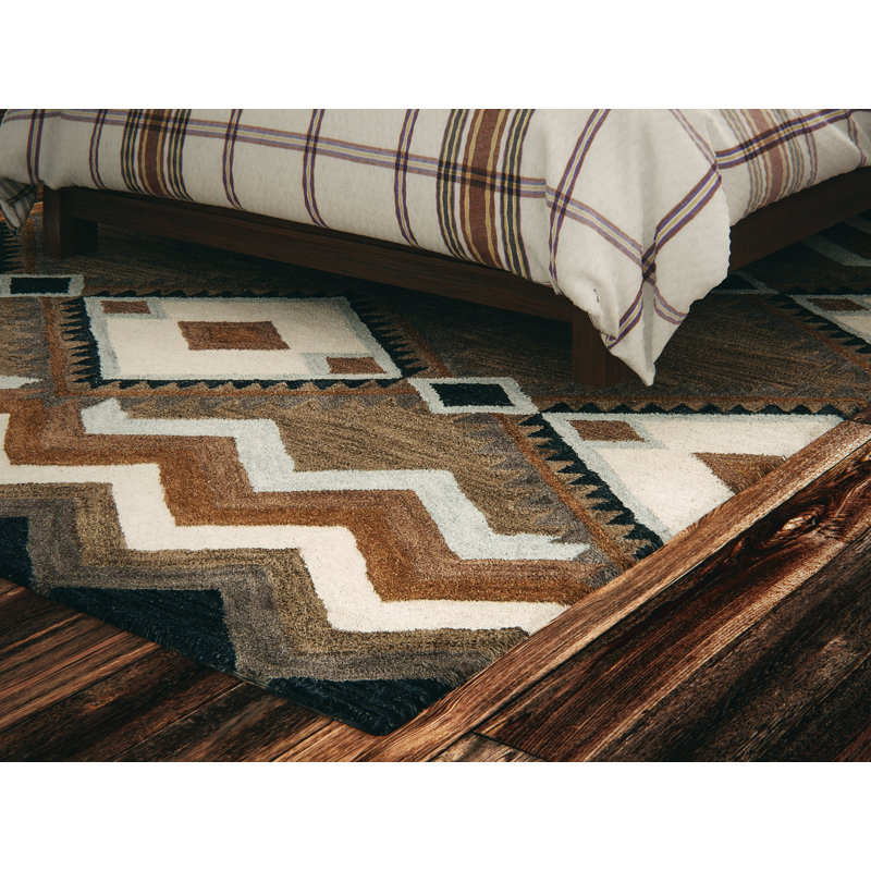Birch Lane™ Britt Southwestern Handmade Tufted Wool Dark Taupe Area Rug ...