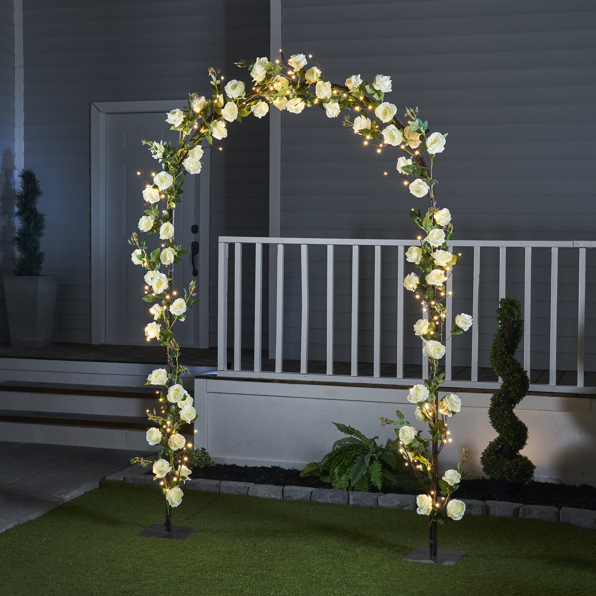 Hi-Line Gift Ltd. 90.55in Rose LED Lighted Wedding Arch | Wayfair