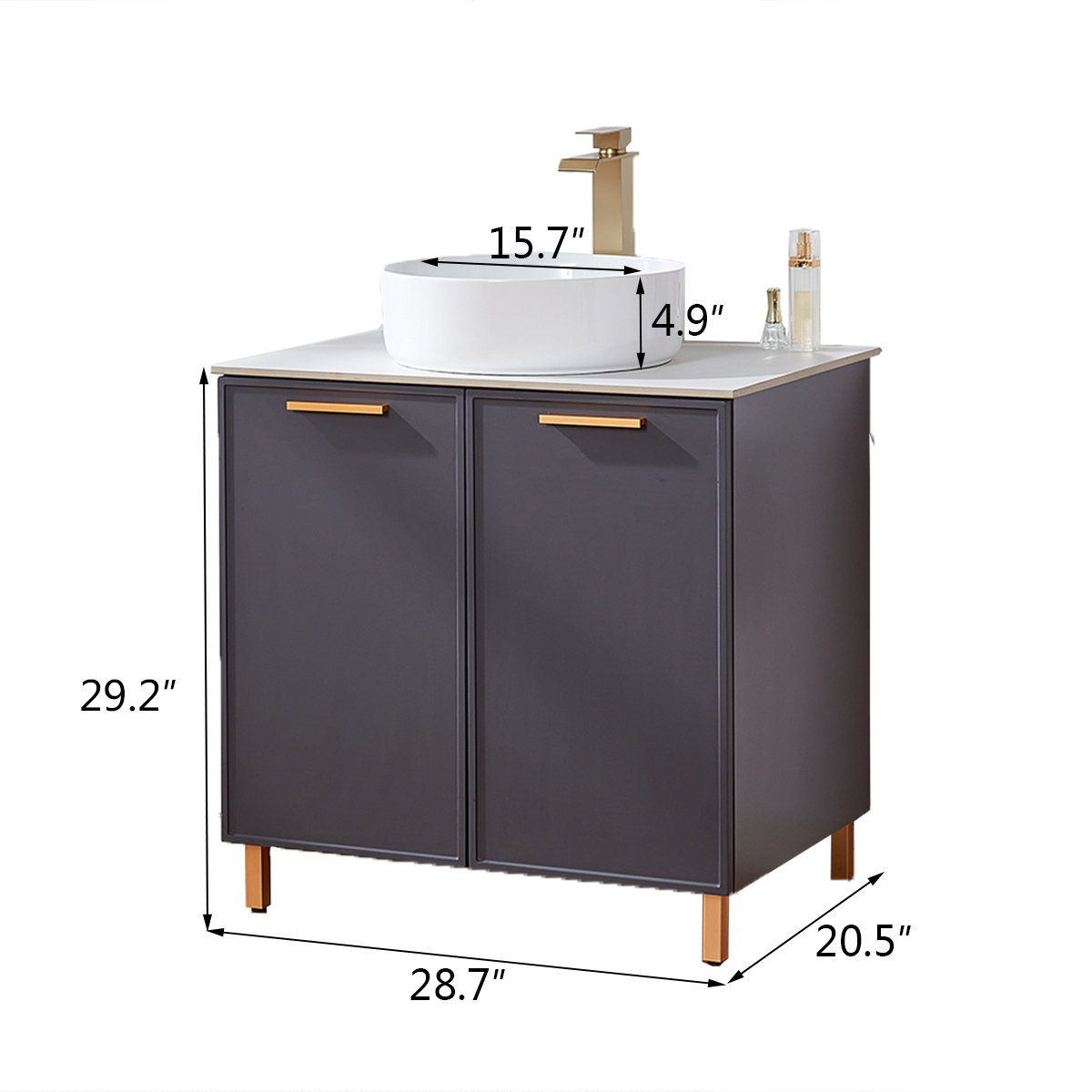 Latitude Run® Gloriane 30'' Dark Gray Modern Vessel Single Bathroom ...