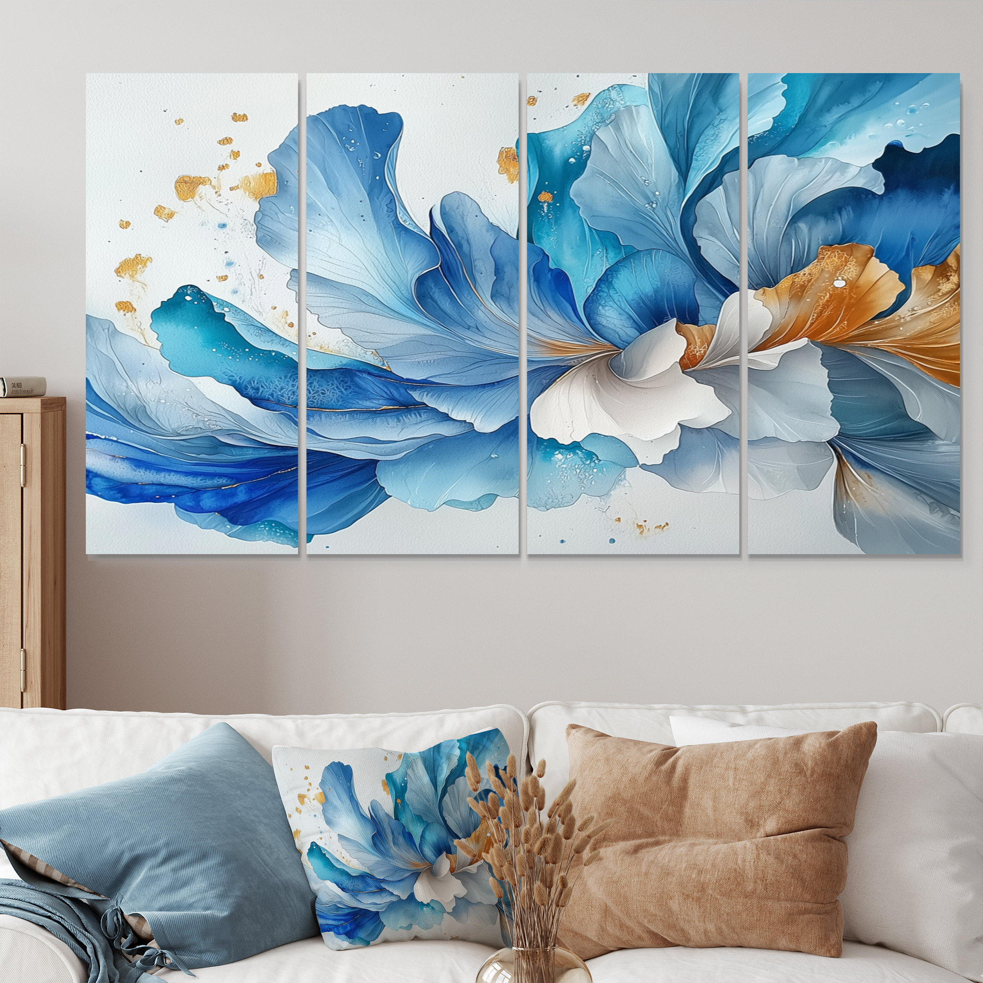 Lark Manor™ Ocean Blue Delicate Floral Petals III - Flowers Wall Art ...