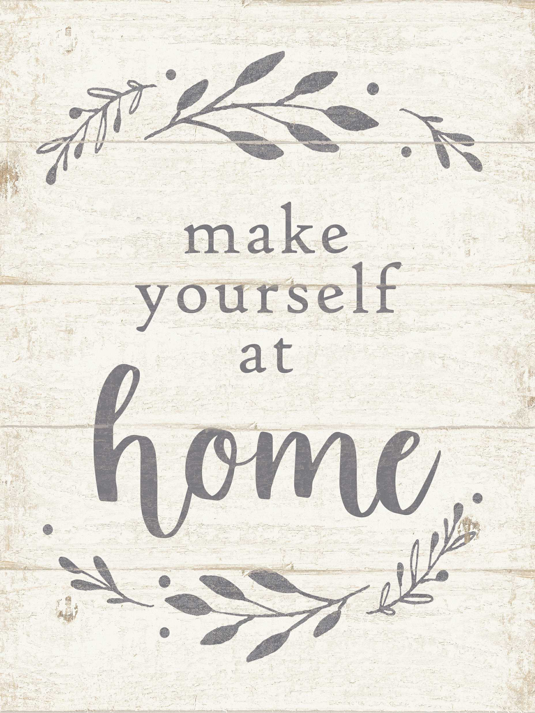 Trinx Make Yourself at Home Dust Blue and Cream - Wrapped Canvas Print ...