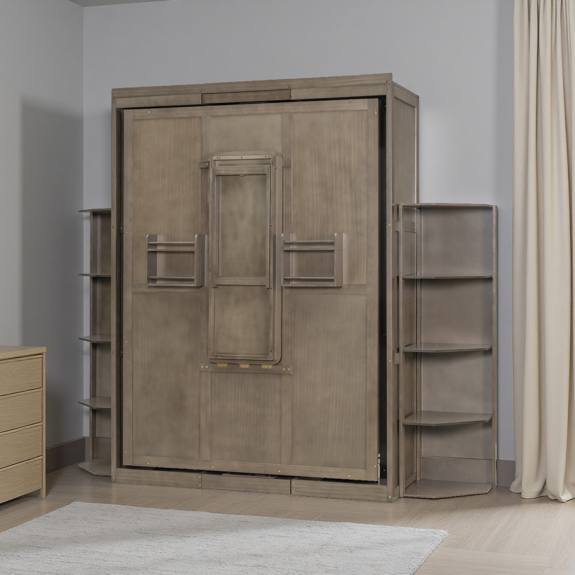 Red Barrel Studio® Rotating Queen Murphy Bed With Hidden Wall Cabinet ...