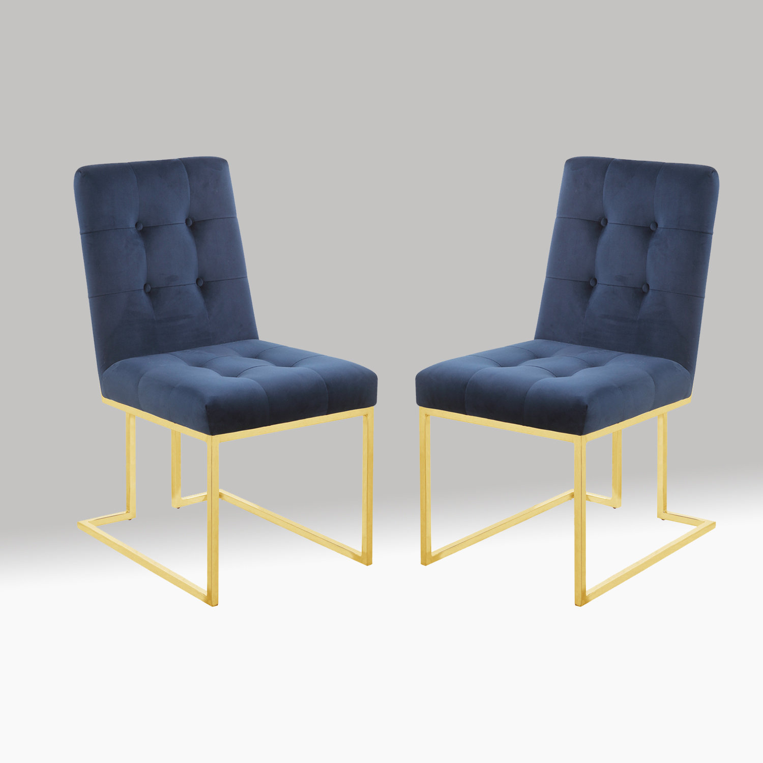 Mercer41 Daffron Tufted Velvet Upholstered Side Chair in Blue | Wayfair