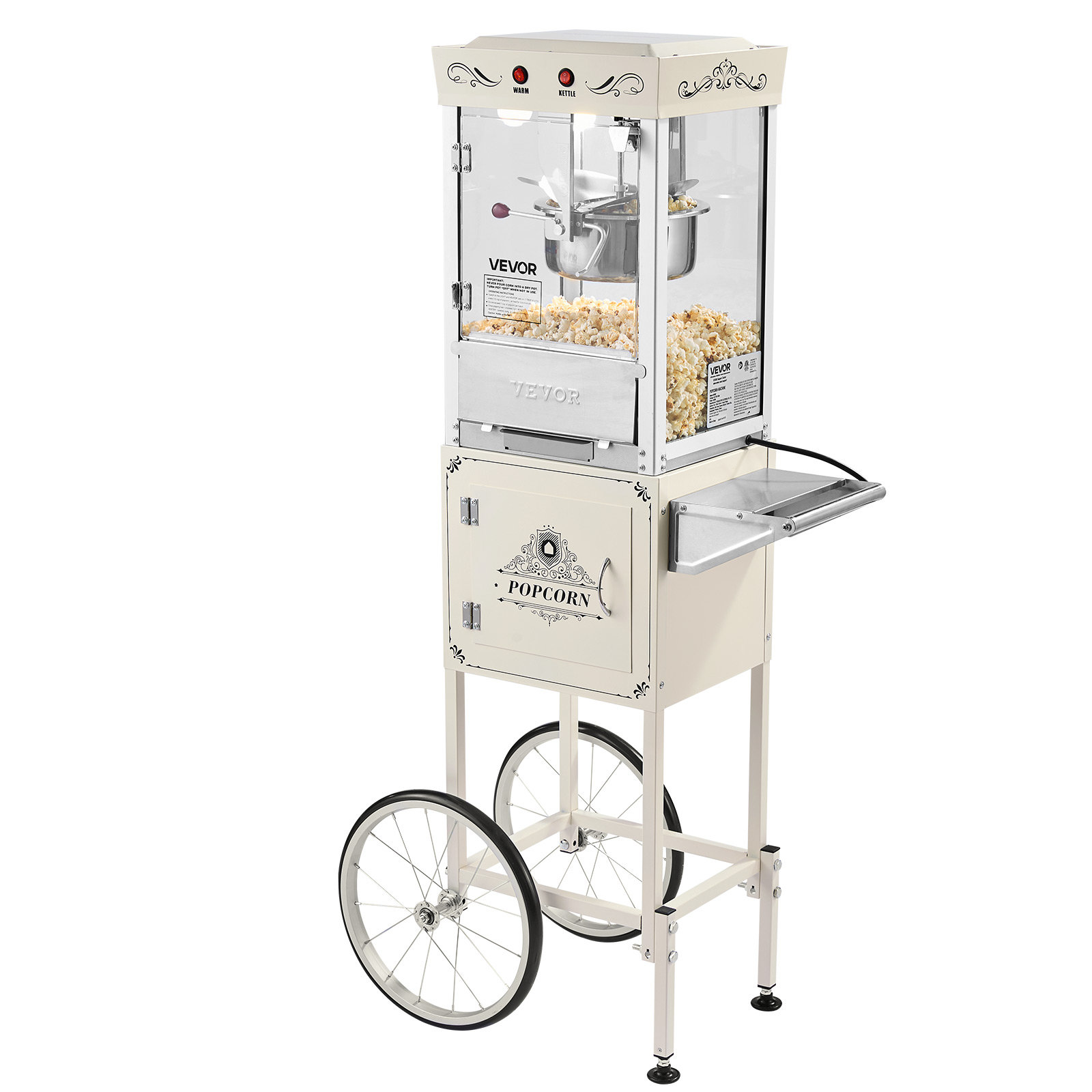 VEVOR Popcorn Machine with Cart Popcorn Popper Maker 800W 8oz Kettle 48 ...