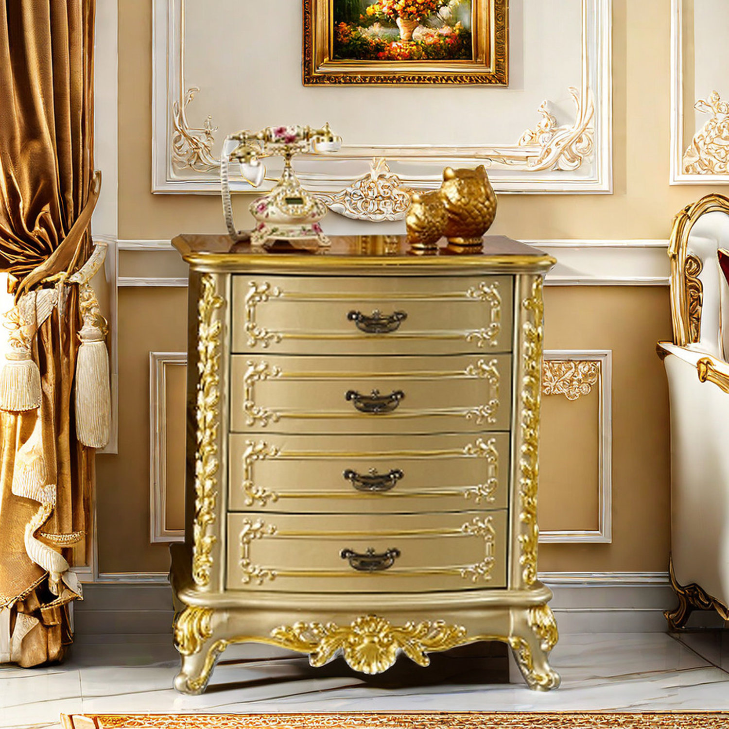 Morpho Nest Creations European-Style Solid Wood Drawer Storage Cabinet ...