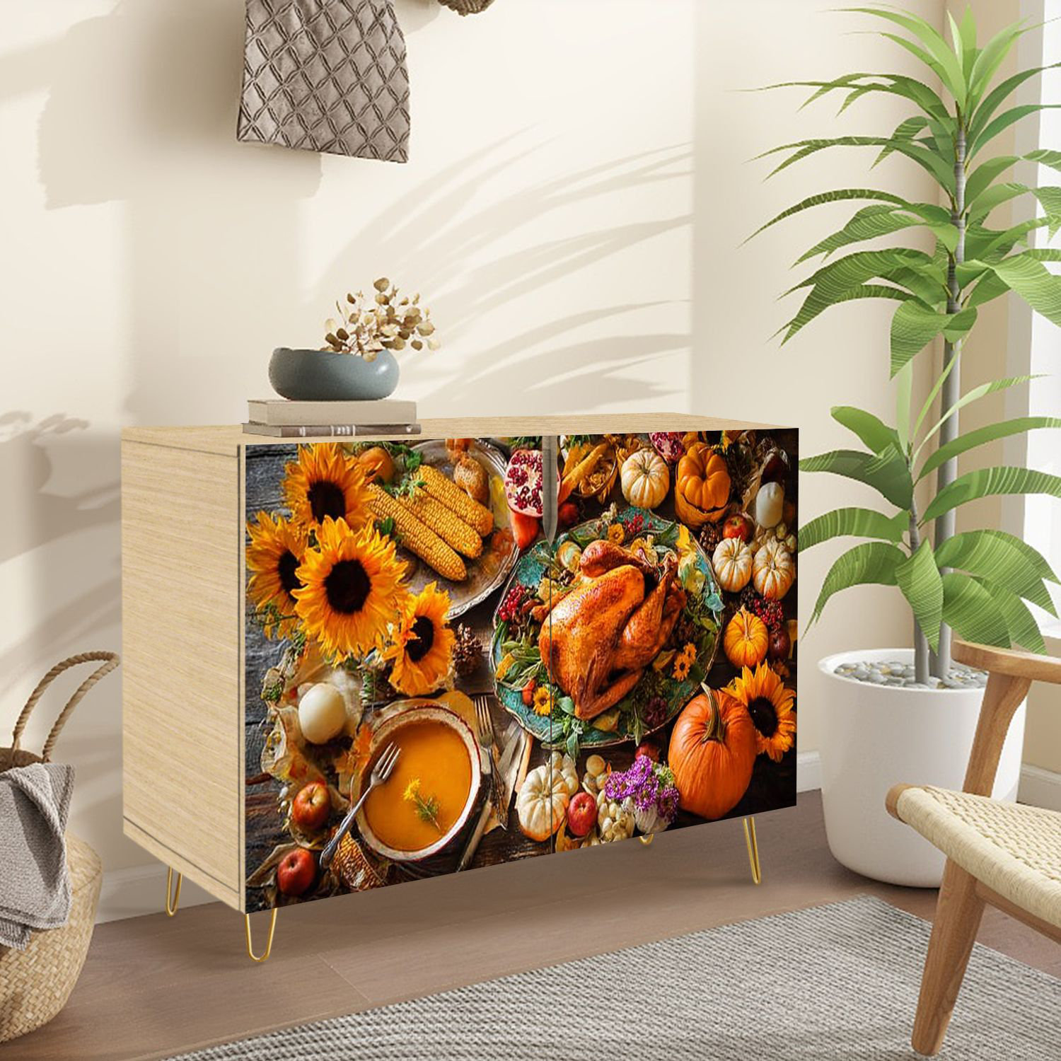 Ebern Designs Sideboard Buffet Cabinet with Storage Roasted ...