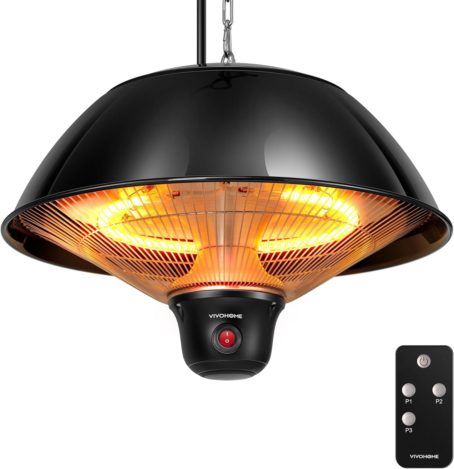 VIVOHOME 1,500-Watt Outdoor Ceiling Mount Hanging Patio Heater with 3 ...