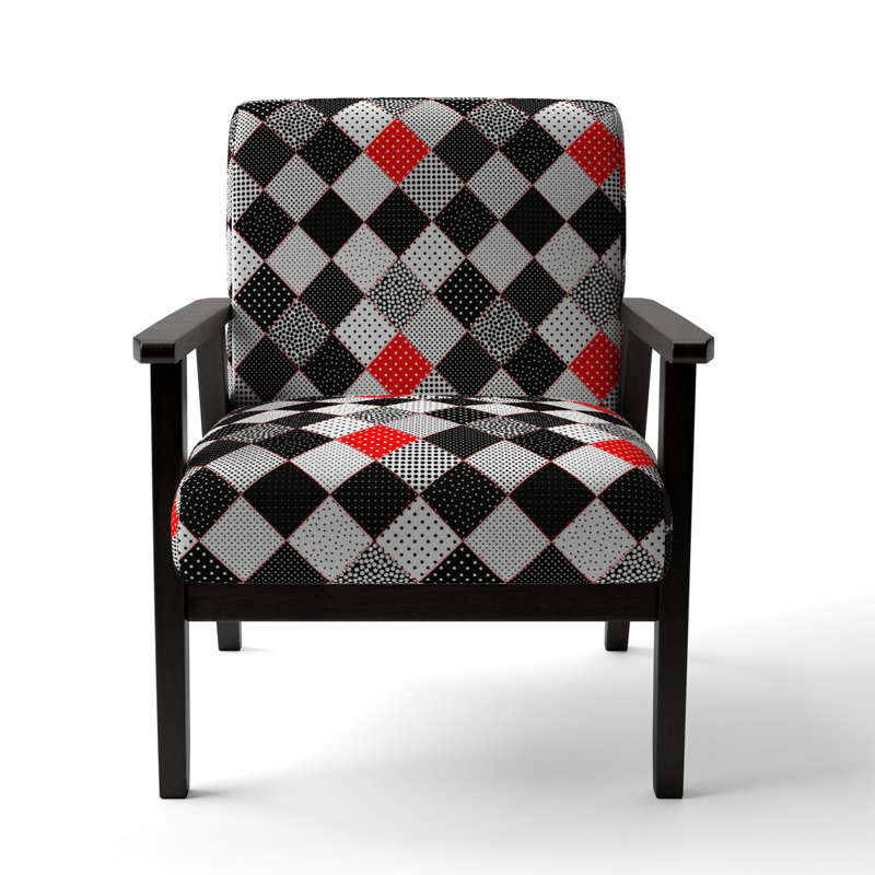 Dakota Fields Black And White Patchwork - Upholstered Patterned Accent ...