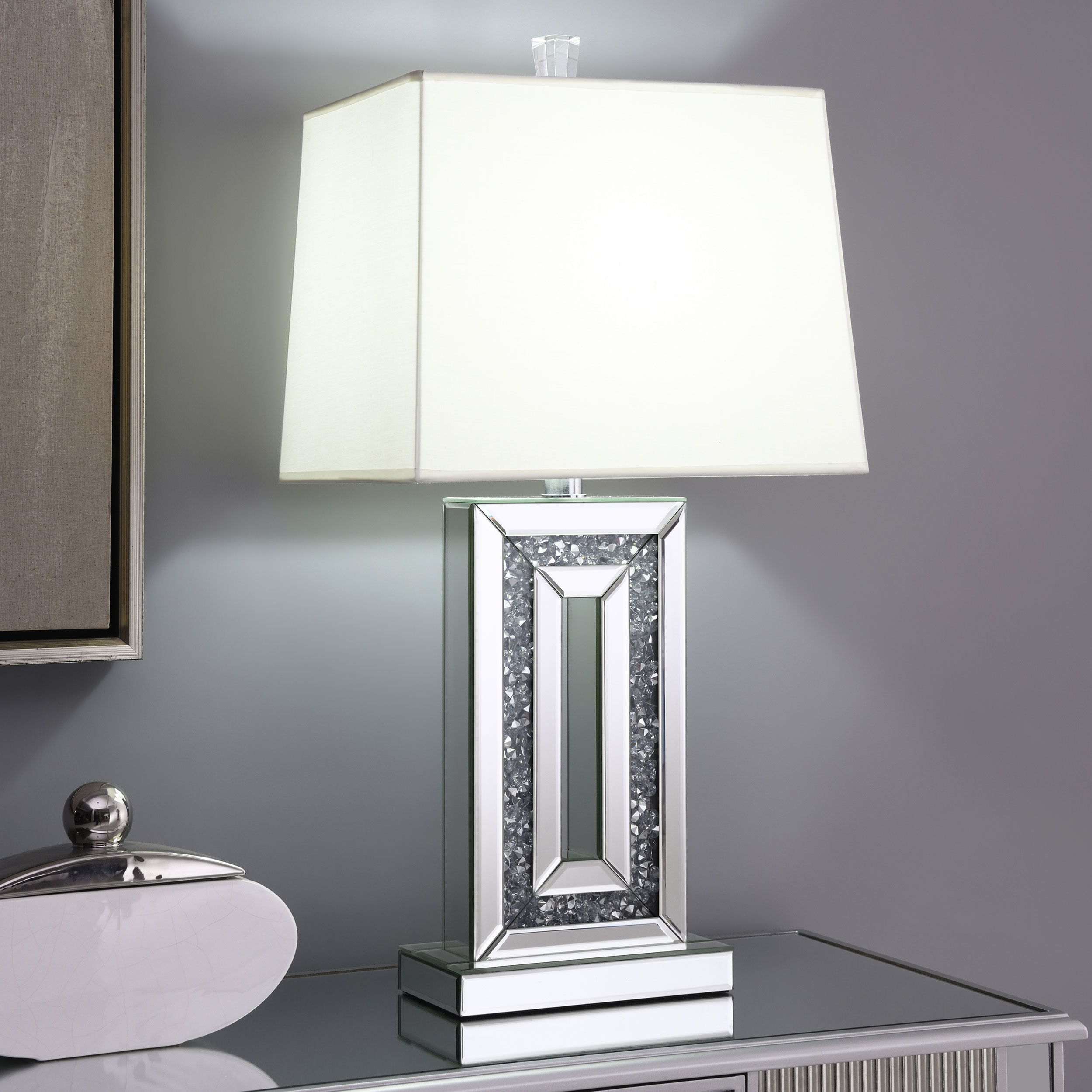 Everly Quinn Ayelet Tapered Shade Mirrored Table Lamp | Wayfair